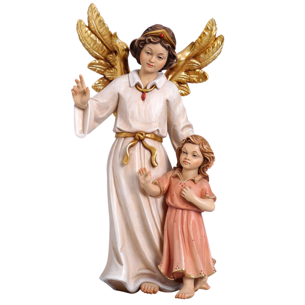 Wooden Guardian Angel Figure for Girl | Savelli Religious