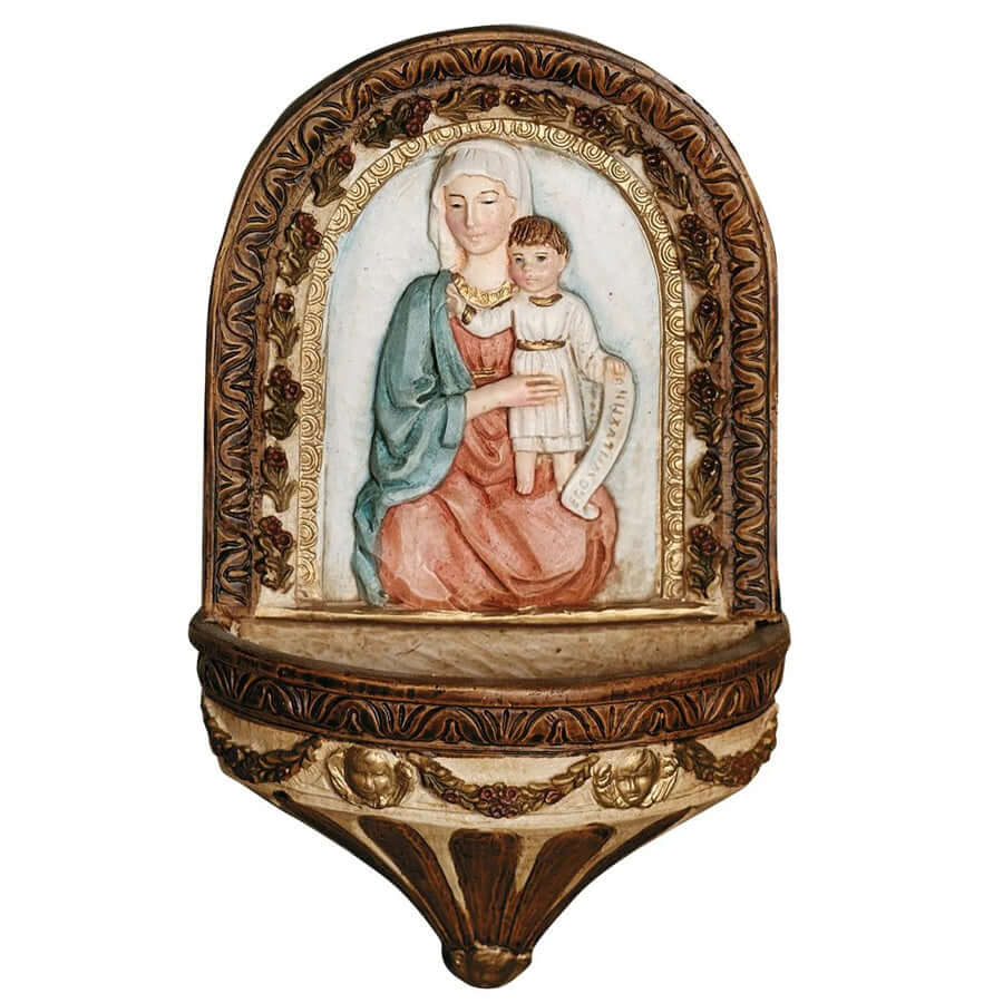Madonna With Child Water Font | Savelli Religious