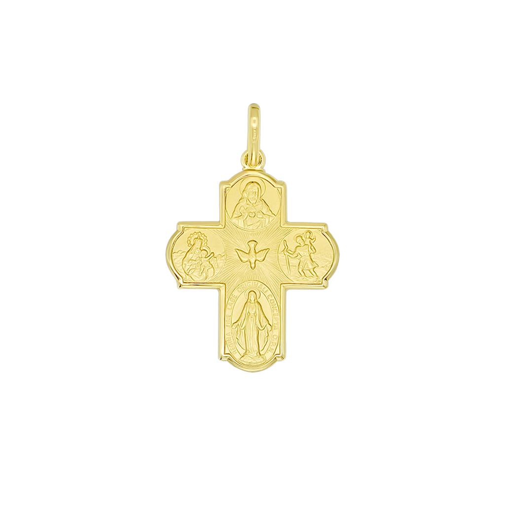 Golden Silver Scapular 4 Way Cross | Savelli Religious
