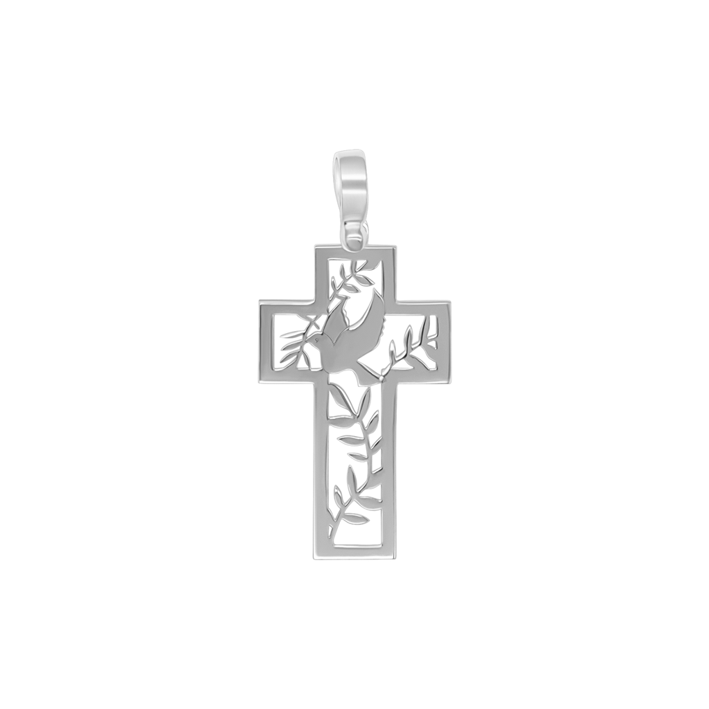 Dove of Peace Cross Pendant in Silver | Savelli Religious