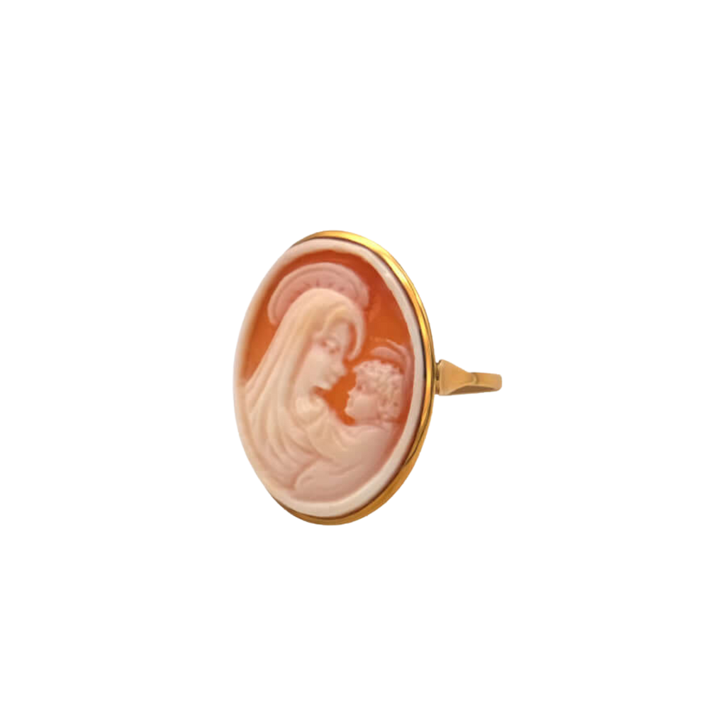 Blessed Virgin with Jesus Cameo Ring | Savelli Religious
