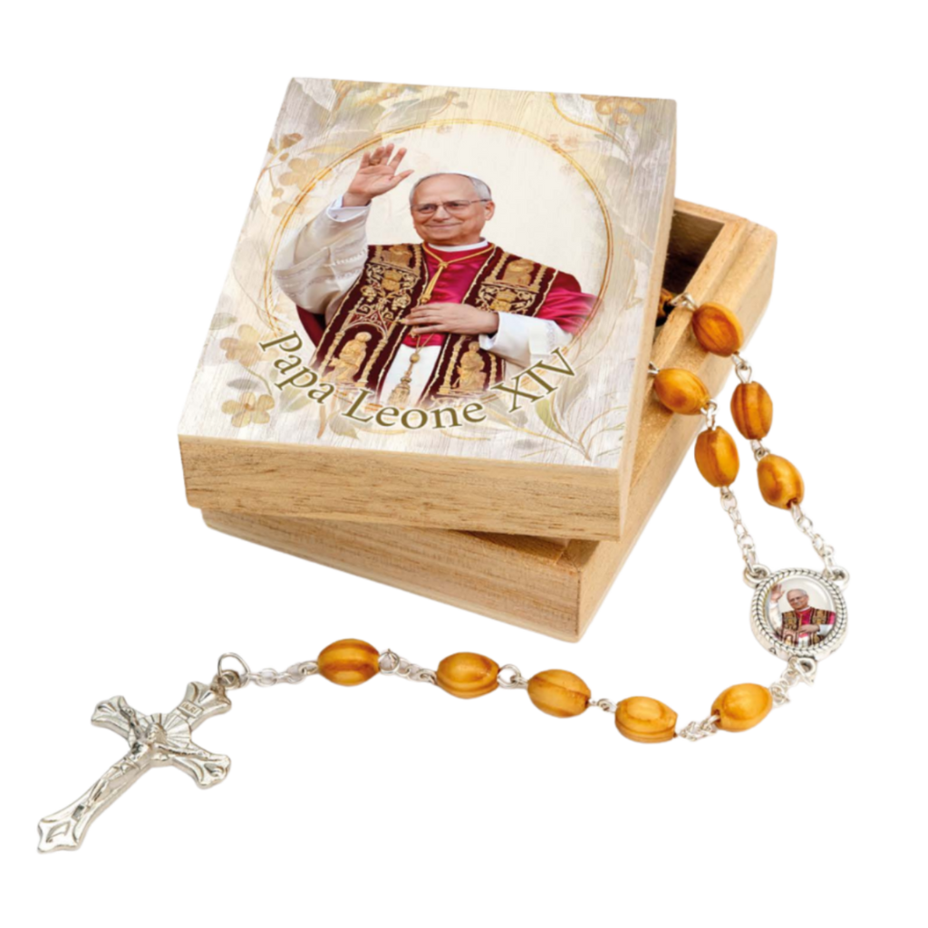 Pope Leo XIV Rosary Box in Metal | Savelli Religious