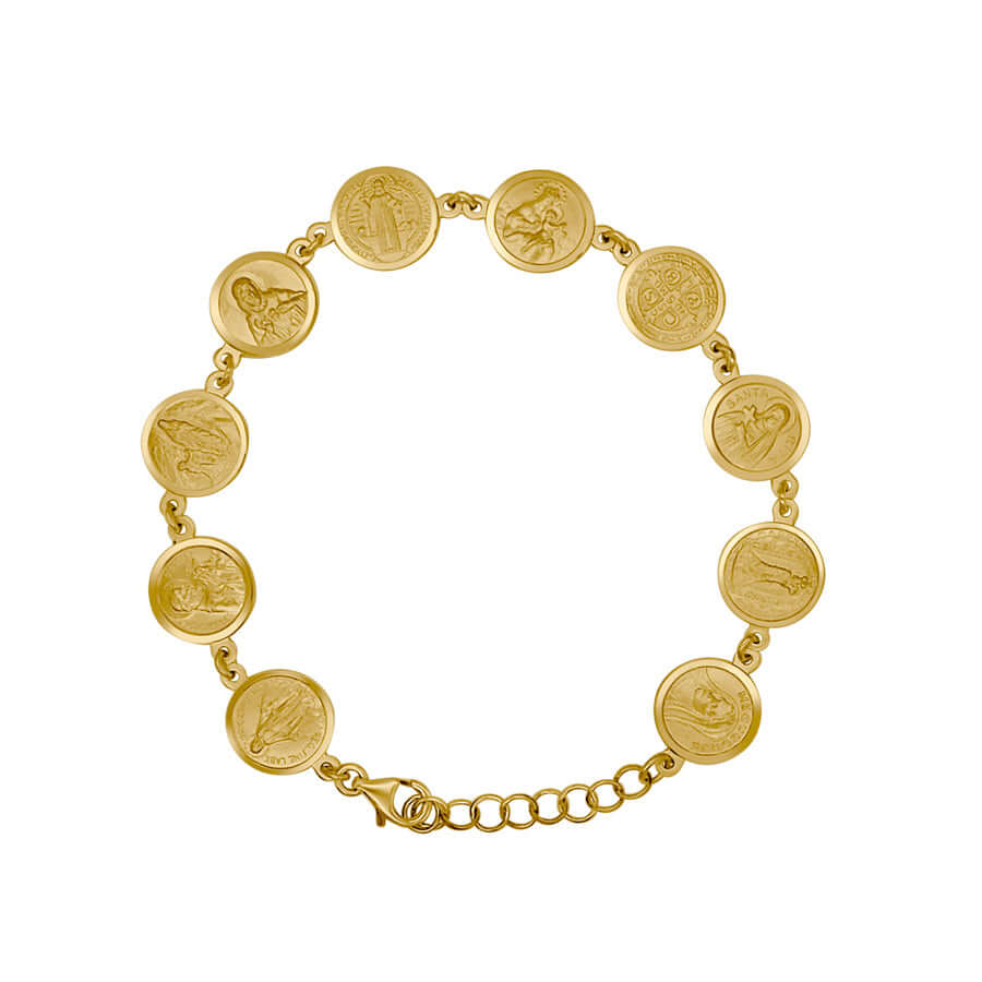 Catholic Medals Bracelet in Golden Silver | Savelli Religious