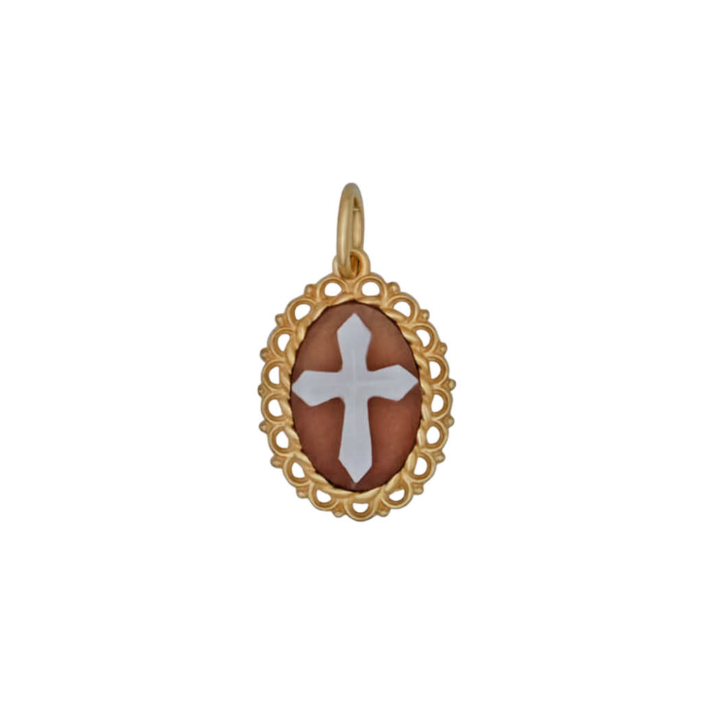 Vermeil Silver Cameo Cross Pendant | Savelli Religious