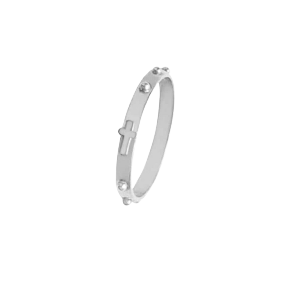 18K White Gold Rosary Ring | Savelli Religious