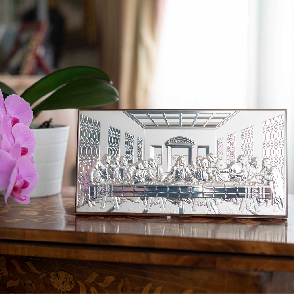 Last Supper Picture by Da Vinci in Sterling Silver | Savelli Religious