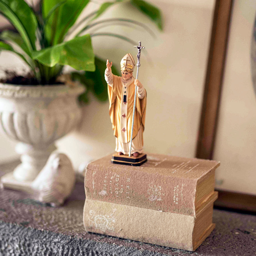 Pope John Paul II Catholic Statue in Wood | Savelli Religious